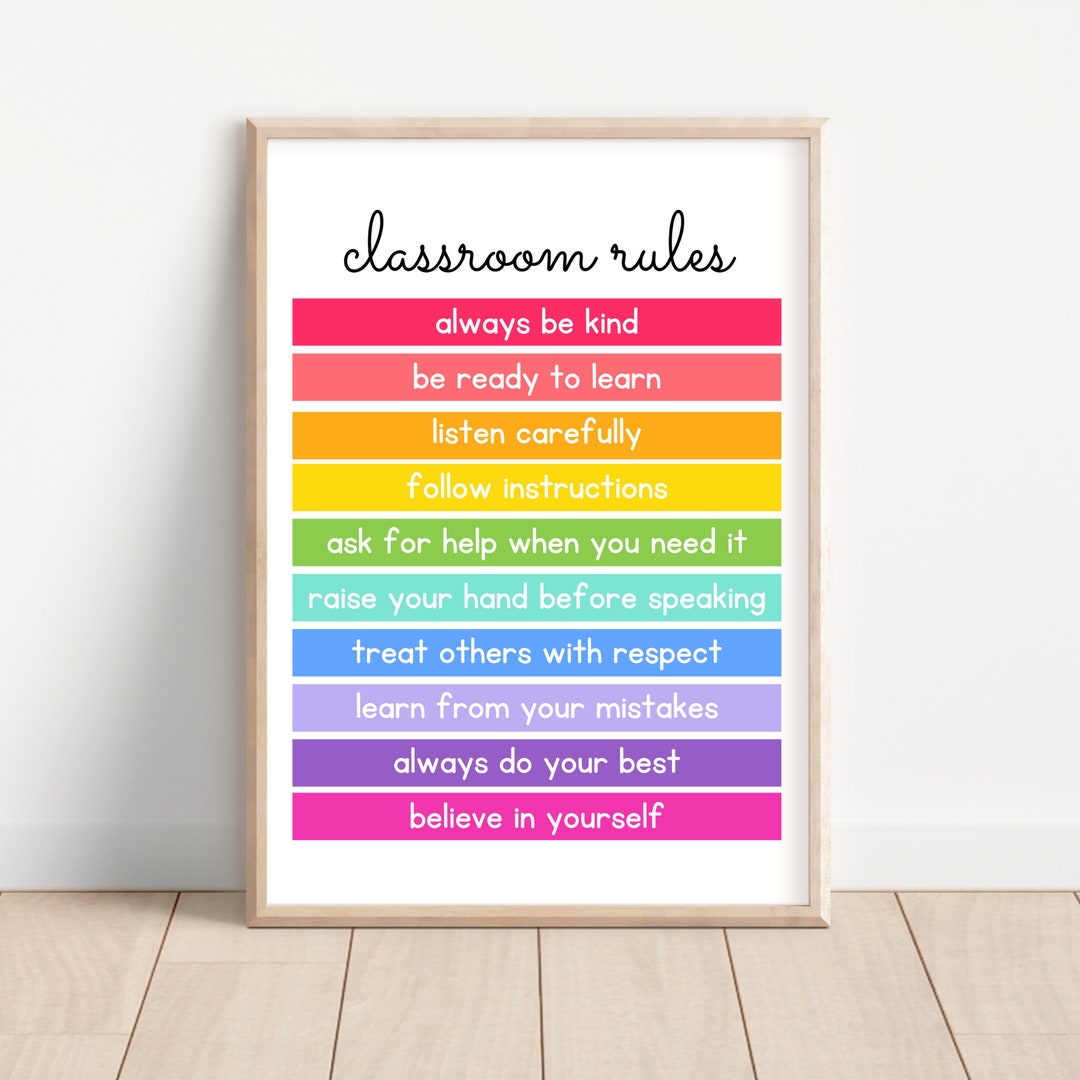Classroom Rules Poster, Class Rules Printable, Classroom Wall Art ...