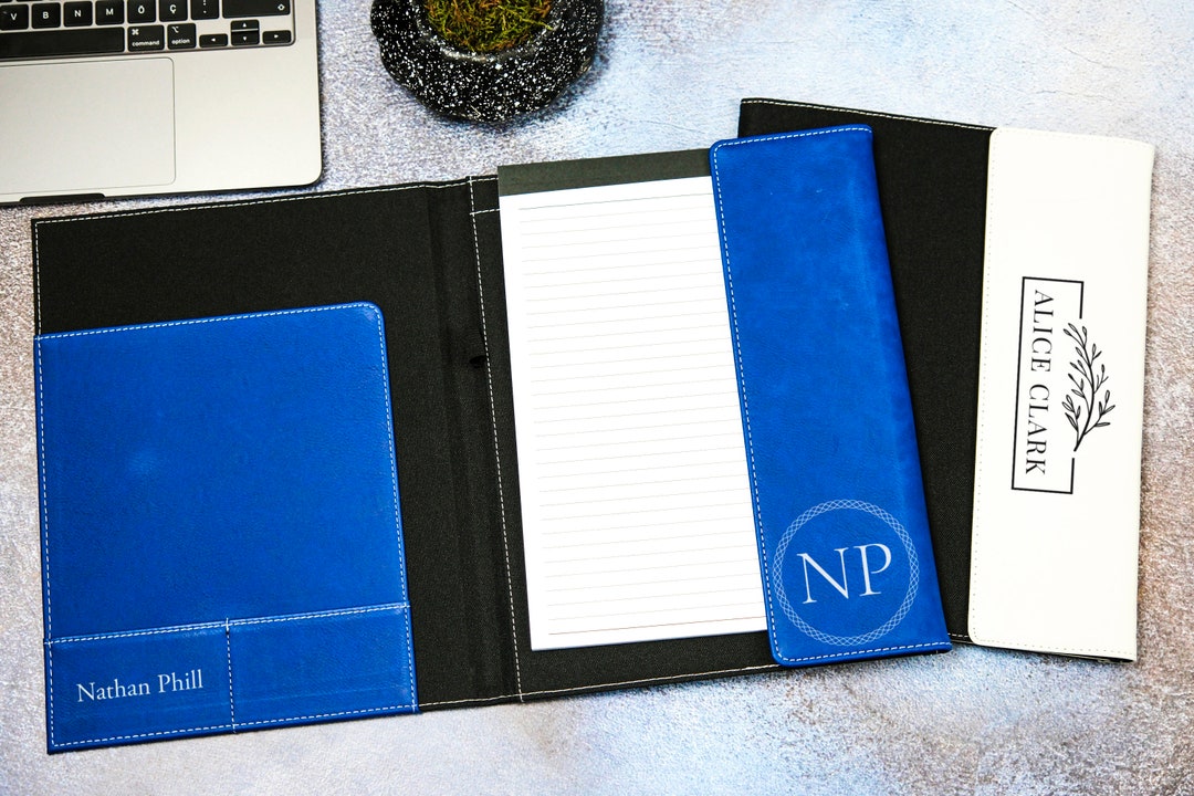 Personalized Leather Flapped Portfolio, Customized Engraved Portfolio ...