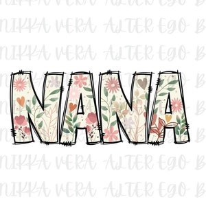 Floral Nana PNG: Retro Grandma Graphic (digital Download) - Etsy