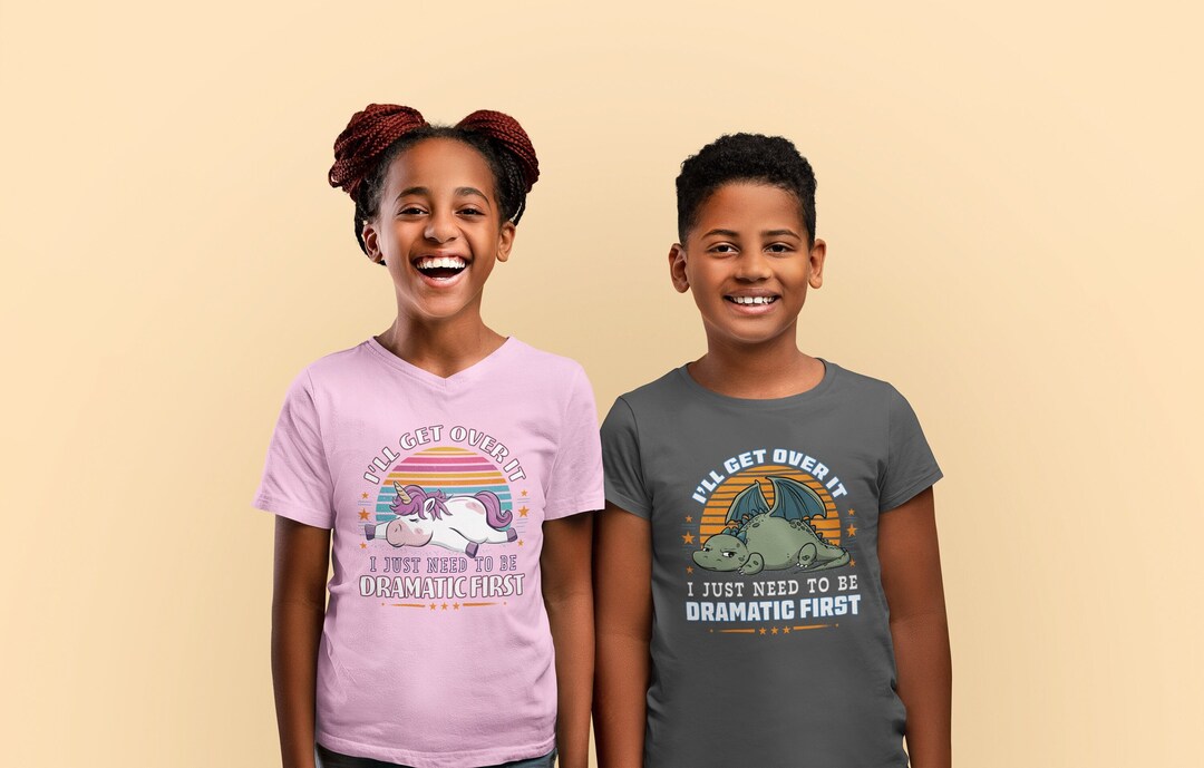 Funny Kids Tee, Dragon & Unicorn Designs, Dramatic Childrens Shirt ...