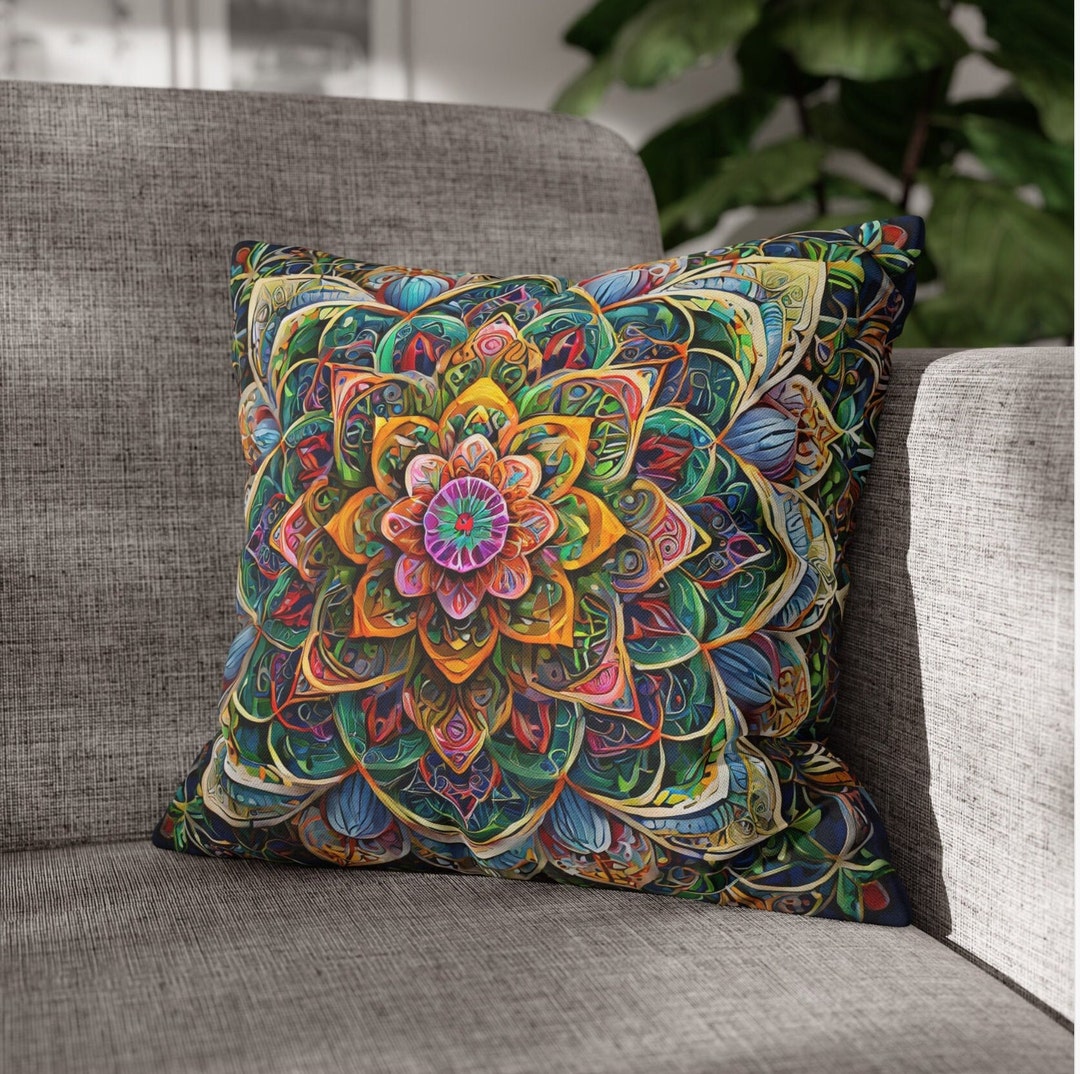 Mandala Pillowcase, Namaste Housewarming Gift, Couch Accent Pillow ...