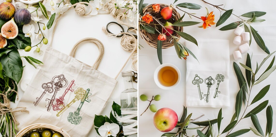 Vintage Key Embroidery Design Rustic Keys Embroidery Pattern Antique ...