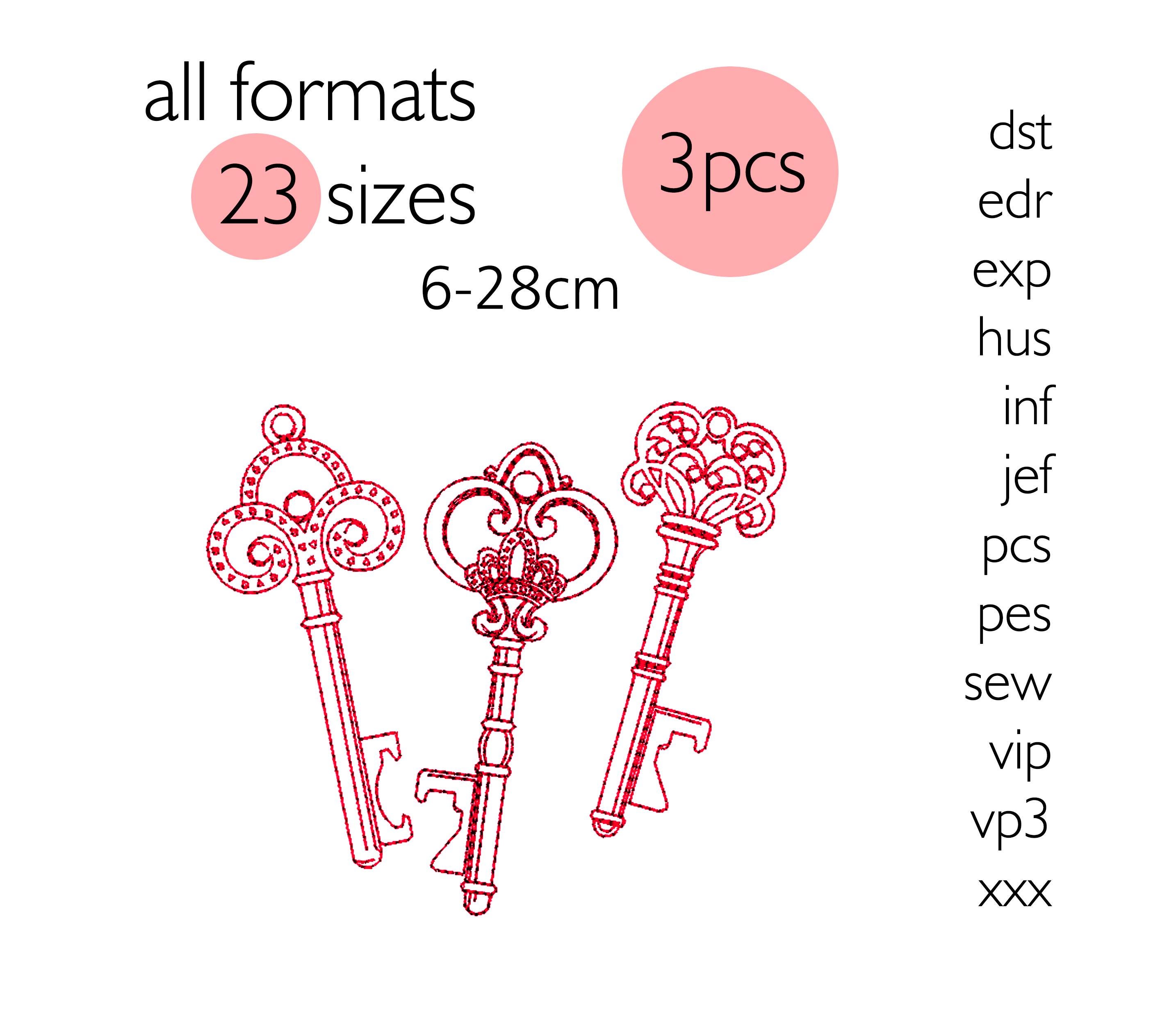 Vintage Key Embroidery Design – Rustic Antique Key – Lock and Key ...