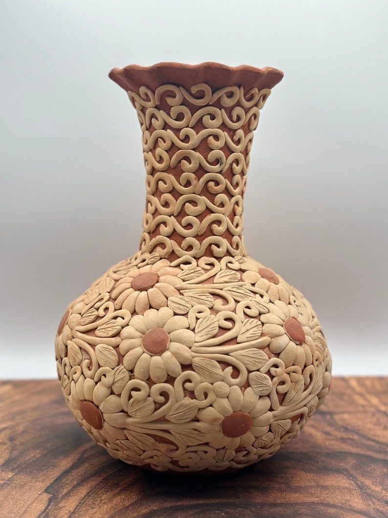 Florero Grande De Barro Filigrana barro Bordado - Etsy