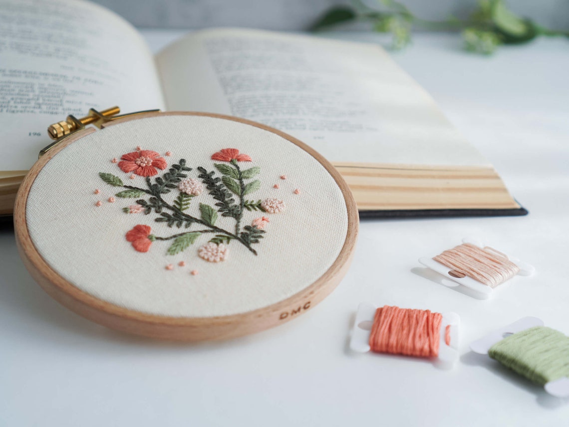 Crimson Carnations Hand Embroidery Pattern, Easy Beginner Friendly ...