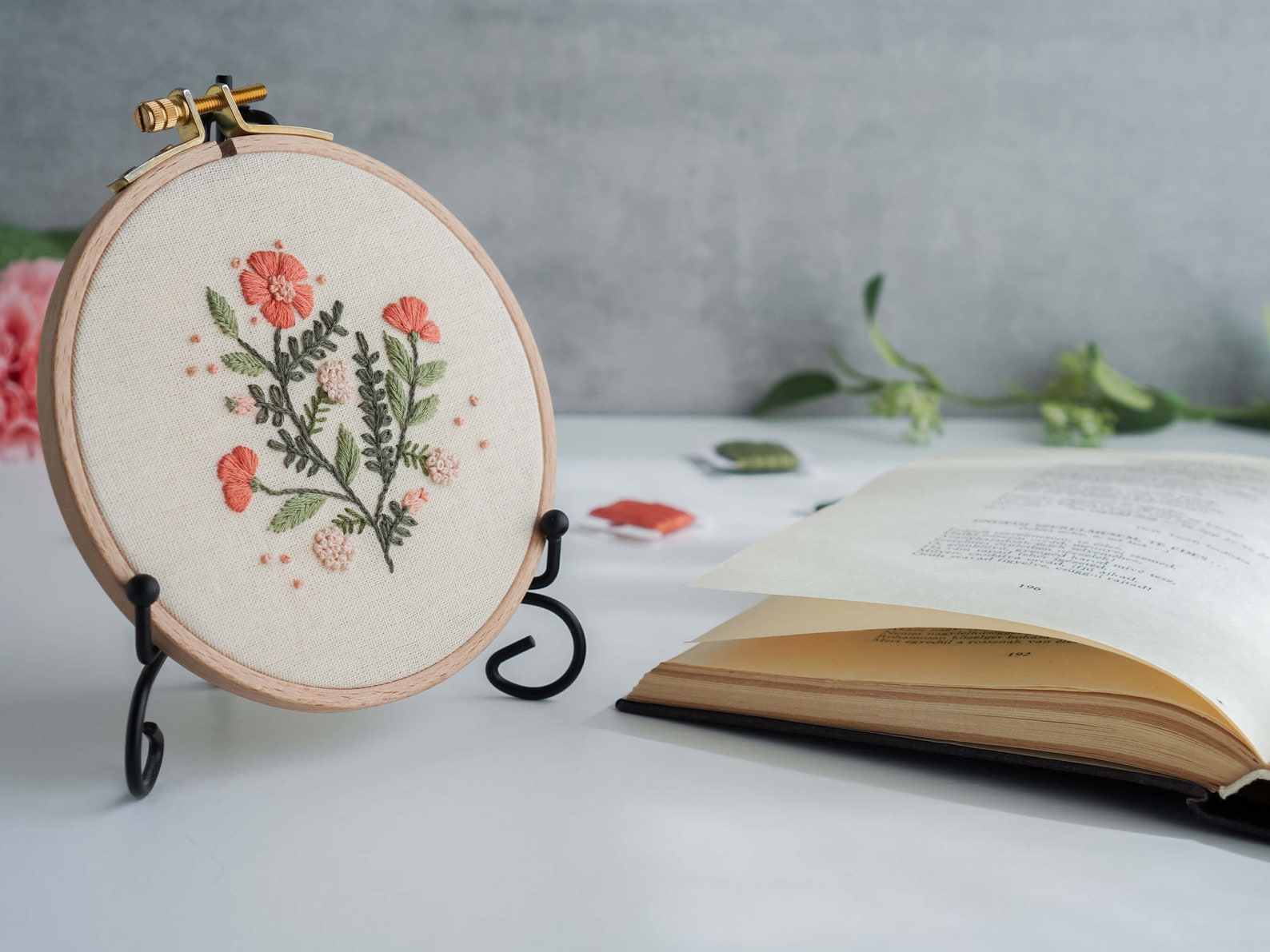 Crimson Carnations Hand Embroidery Pattern, Easy Beginner Friendly ...