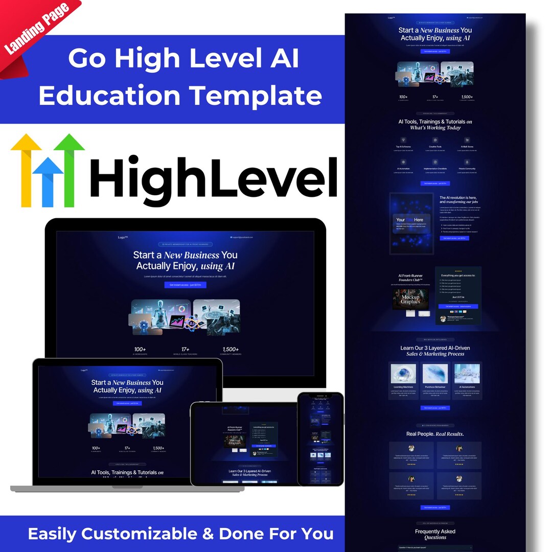 AI Education Funnel Template | Go High Level, 3-step (1-click Upload ...