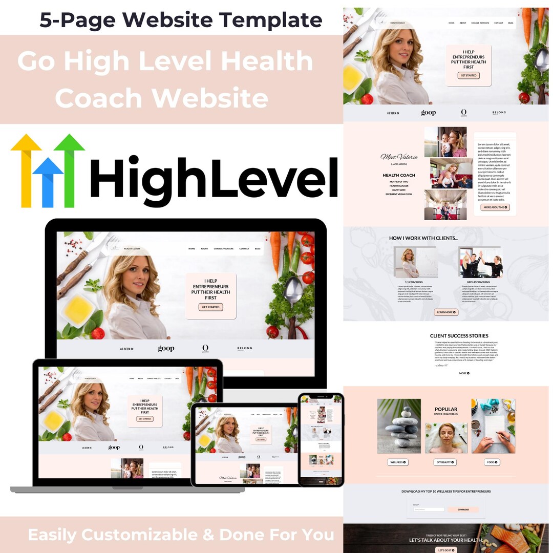 Go High Level Health Coach Website Template: Responsive Design - Etsy