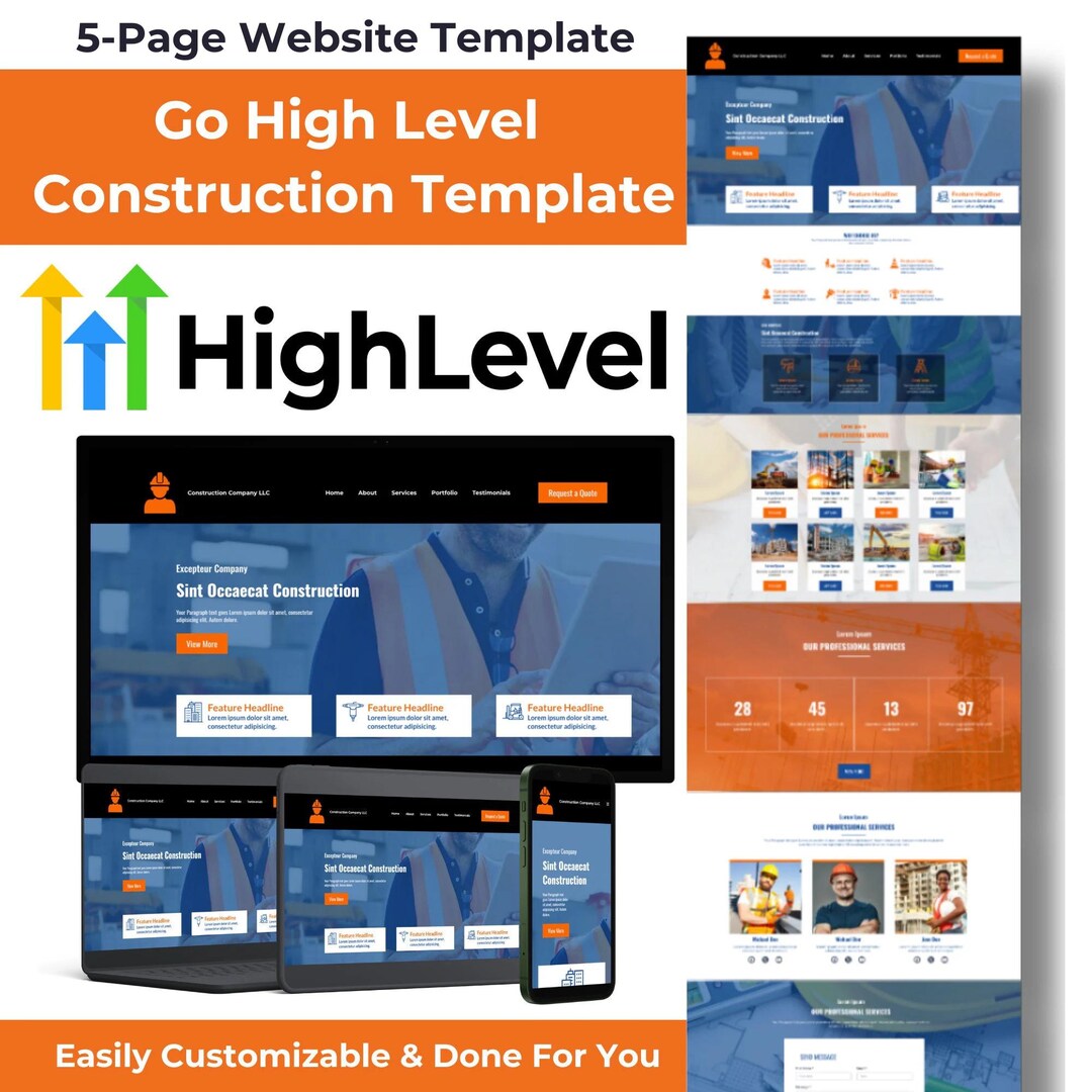 Go High Level Construction Website Templates, Responsive, Easy ...