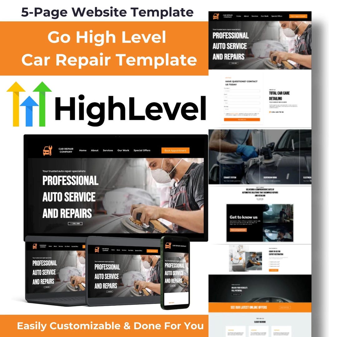 Go High Level Car Repair Website Template: Responsive Design - Etsy