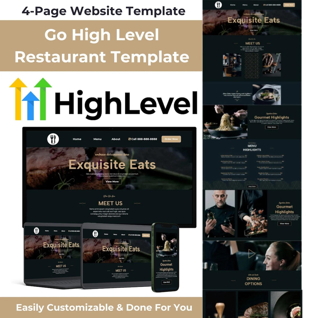 Go High Level Restaurant Website Template: Responsive Design - Etsy