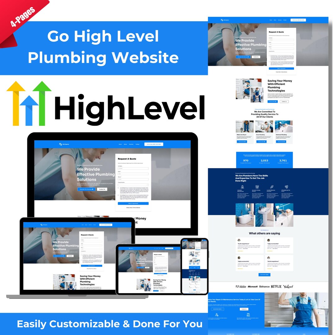 Gohighlevel Plumber Website Template | Lead Generation Design - Etsy