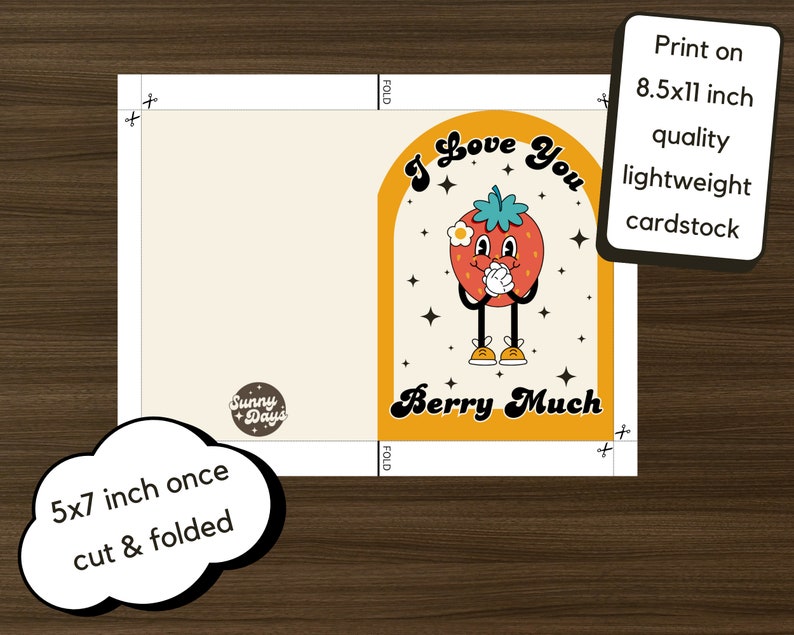 Printable I Love You Berry Much Card | Mother’s Day Card | Anniversary ...
