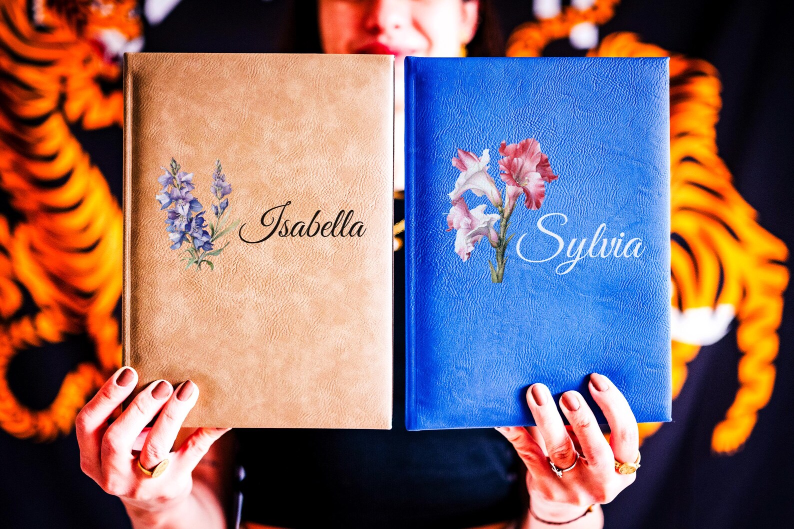 Customized Birth Flower Notepad, Artist Sketchbook, Leather Floral ...