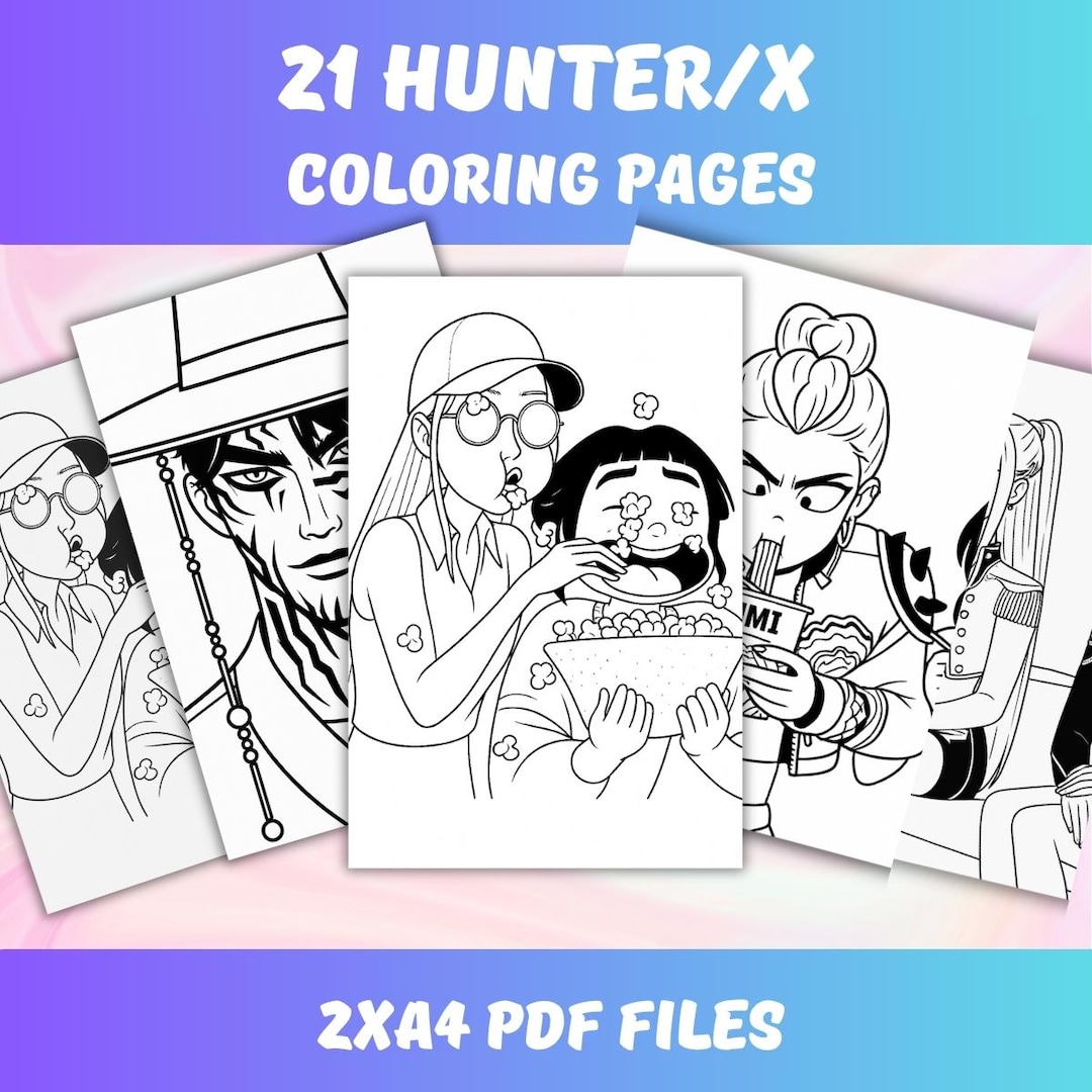 K-pop Demon Hunters, Hunter/x, Huntrix, Coloring Pages, 2xpdf Files ...