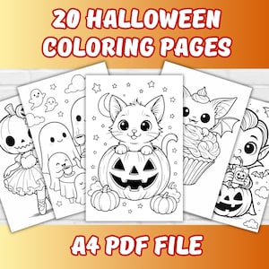 20 Cute Halloween Coloring Pages for Kids, Spooky Animals, Haunted ...