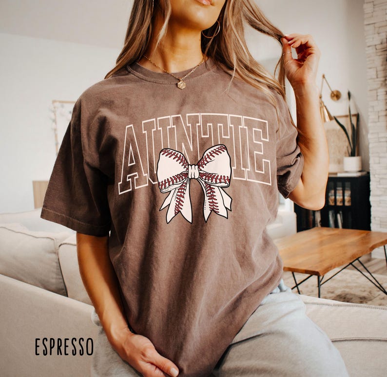 Comfort Colors®, Auntie Baseball Shirt, Baseball Bow Shirt, Sport Aunt ...