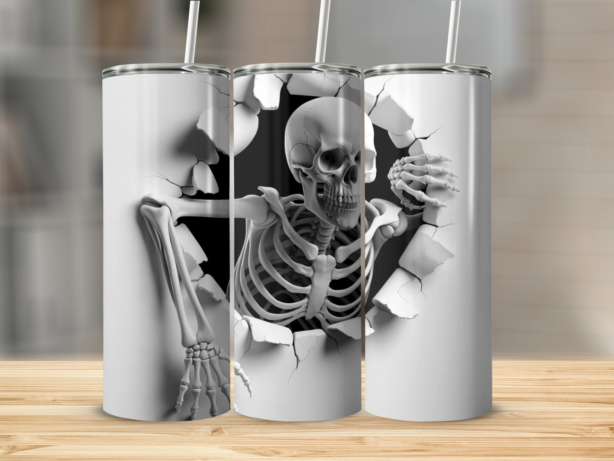 3D Skeletal Breakthrough Graphic Tumbler, Unique Skull and Bones Design ...