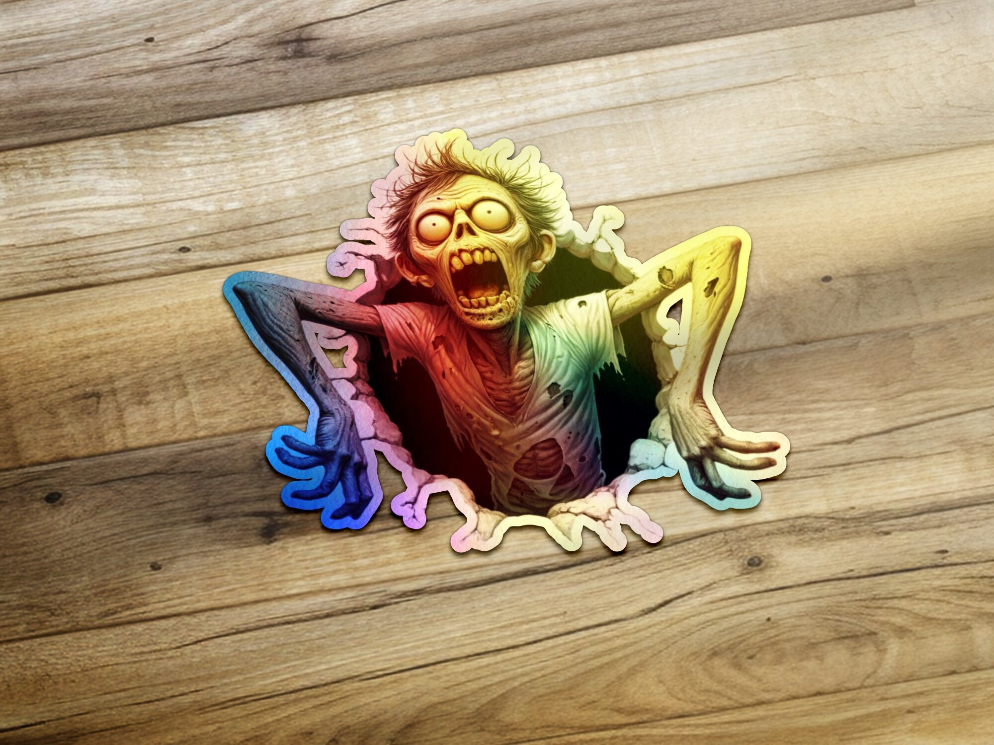 Zombie Breakout Sticker, Creepy Wall Art, Halloween Decoration, Horror ...
