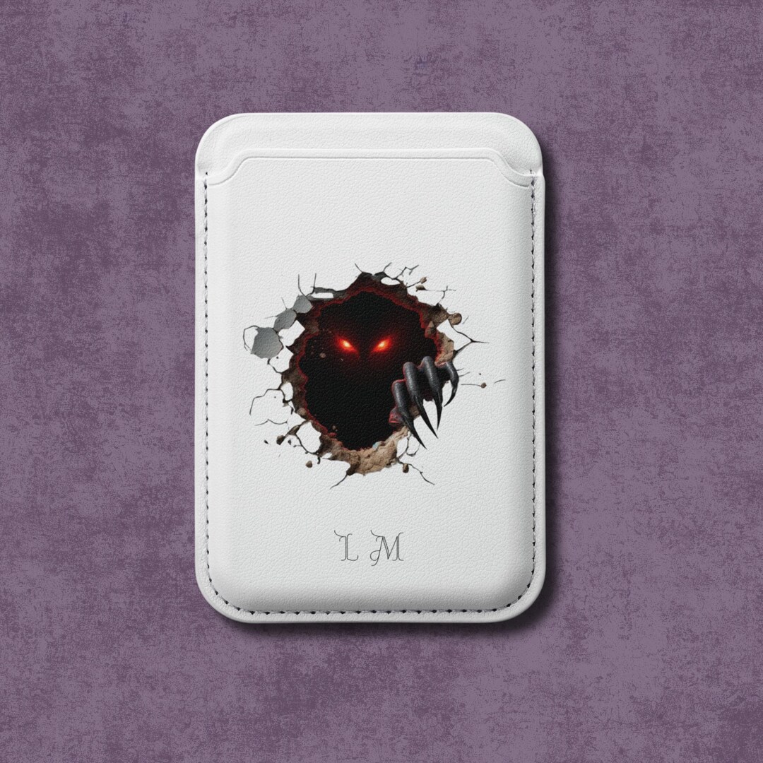 Scary Eyes Magsafe Vegan Wallet, Monogram Available, Phone Wallet With ...