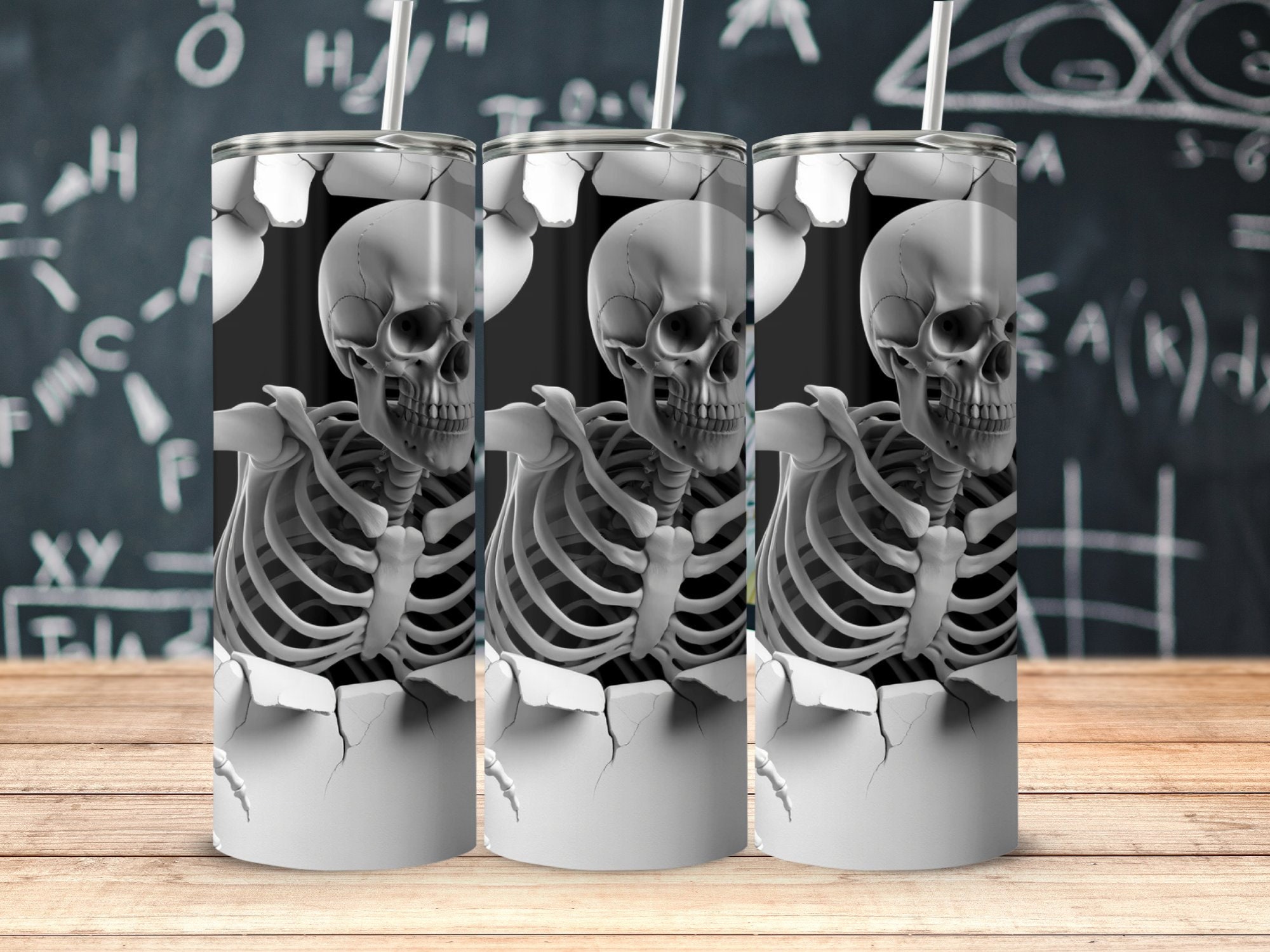 3D Skeletal Breakthrough Graphic Tumbler, Unique Skull and Bones Design ...