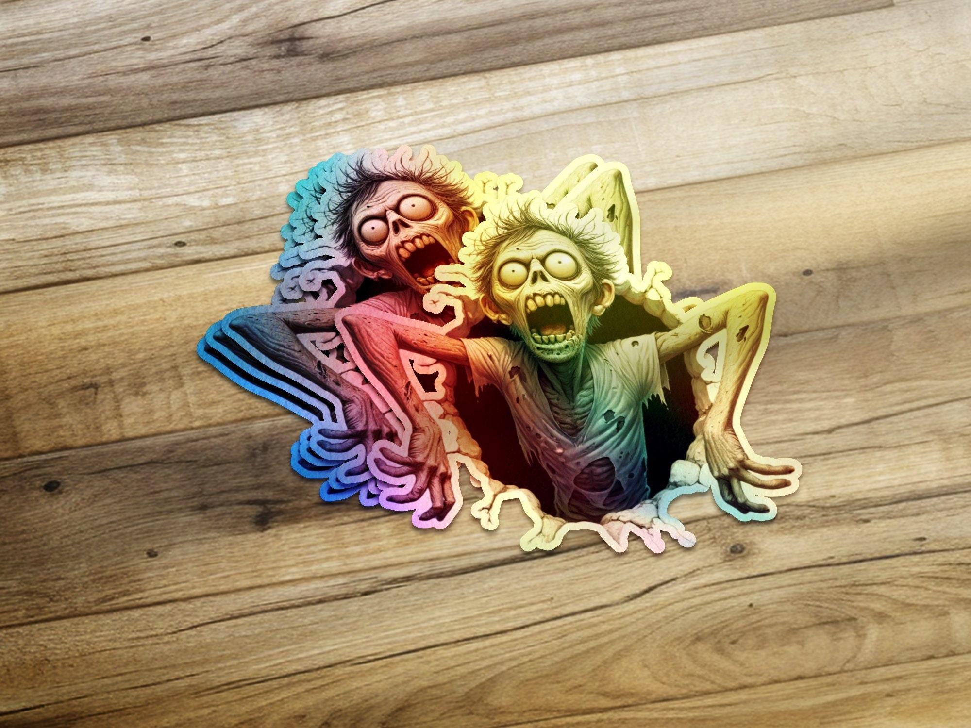 Zombie Breakout Sticker, Creepy Wall Art, Halloween Decoration, Horror ...