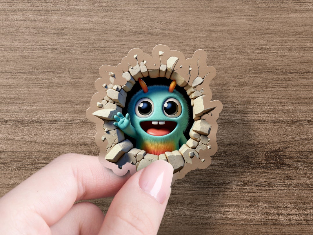 Cute Monster Wall Breakthrough Sticker, Kids Room Decor, Fun Cartoon ...