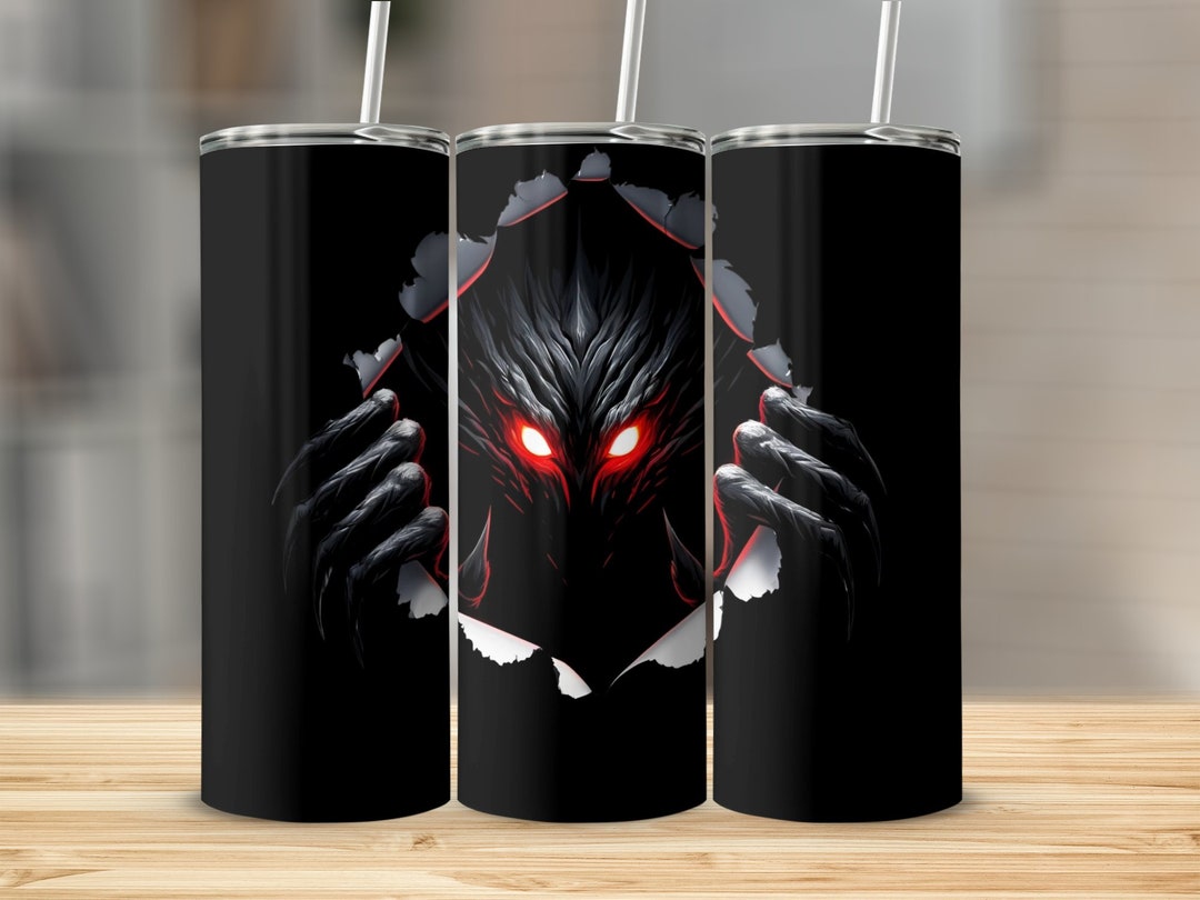Gothic Red-eyed Beast Tumbler: Black Insulated Travel Mug - Etsy