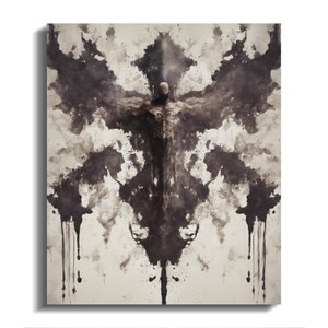 Abstract Dark Art Poster, Gothic Human Figure Print, Surreal Rorschach ...