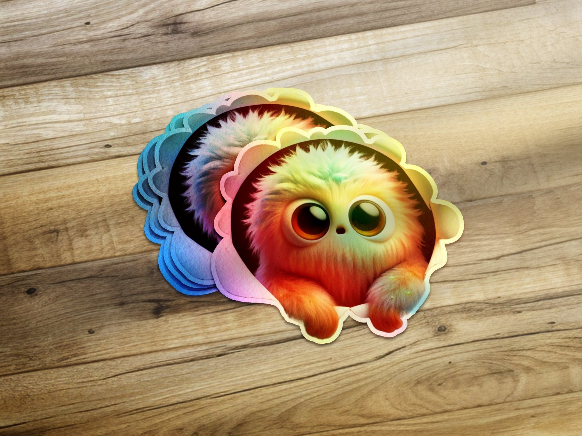 Cute Fluffy Creature Sticker, Adorable Monster Decal, Laptop and Phone ...
