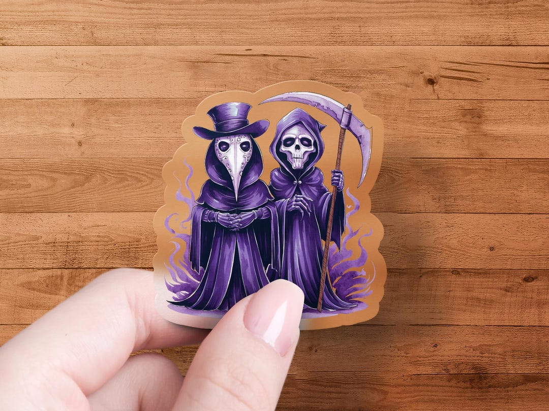 Gothic Plague Doctor & Reaper Sticker: Spooky Halloween Vinyl - Etsy