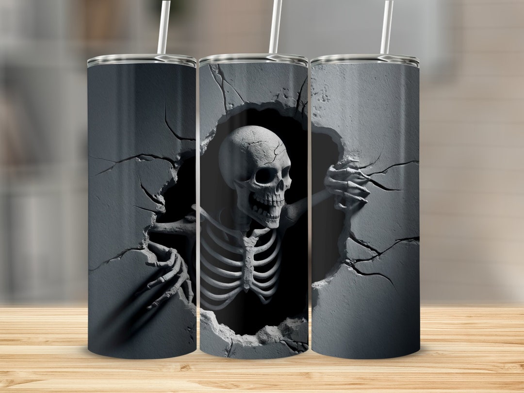 3D Skeleton Breakthrough Wall Art Tumbler, Spooky Halloween Drinkware ...