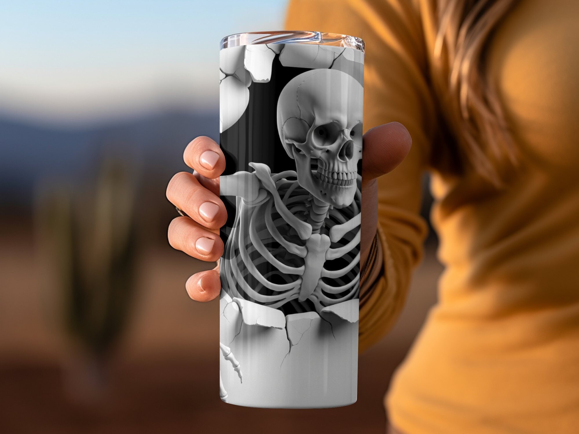3D Skeletal Breakthrough Graphic Tumbler, Unique Skull and Bones Design ...