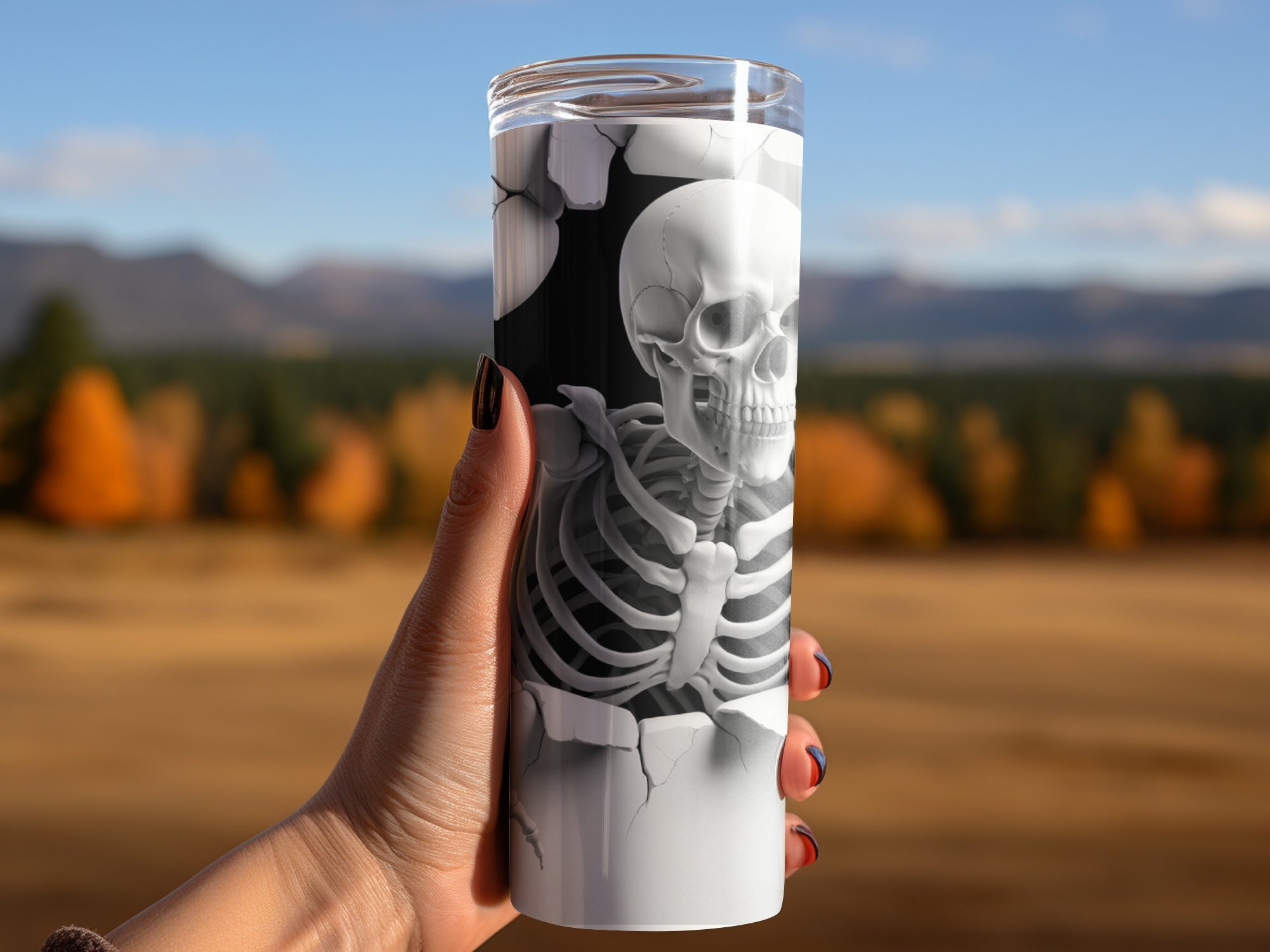 3D Skeletal Breakthrough Graphic Tumbler, Unique Skull and Bones Design ...
