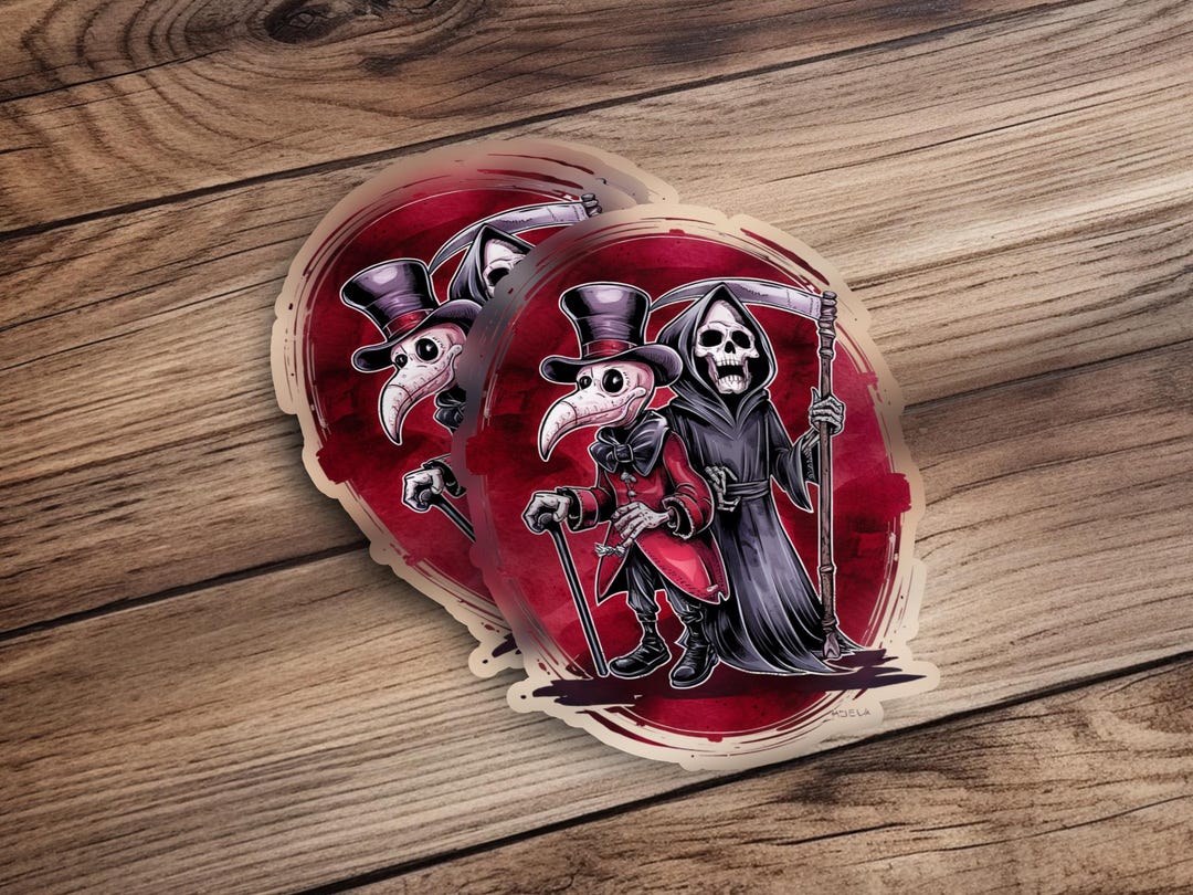 Plague Doctor and Grim Reaper Stickers, Transparent Die-cut ...