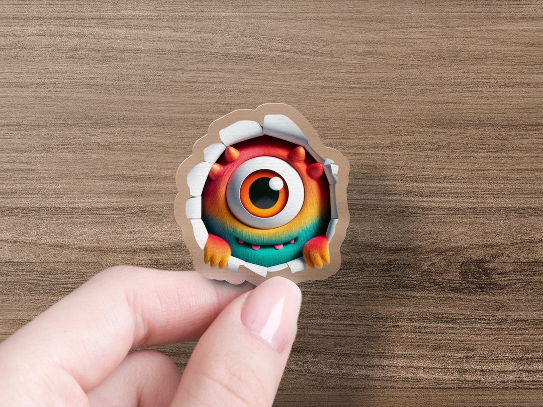 Colorful Monster Eye Sticker, Cute Cartoon Creature Decal, Laptop and ...