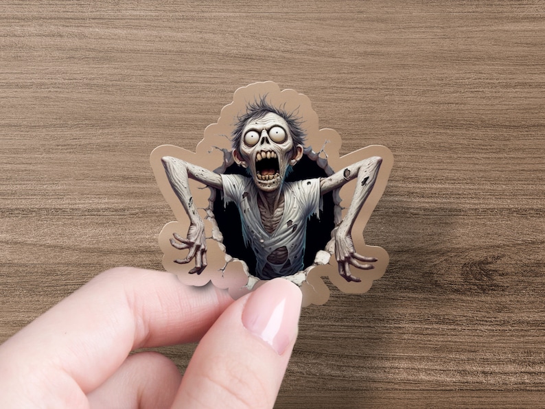 Zombie Breakout Sticker, Creepy Wall Art, Halloween Decoration, Horror ...