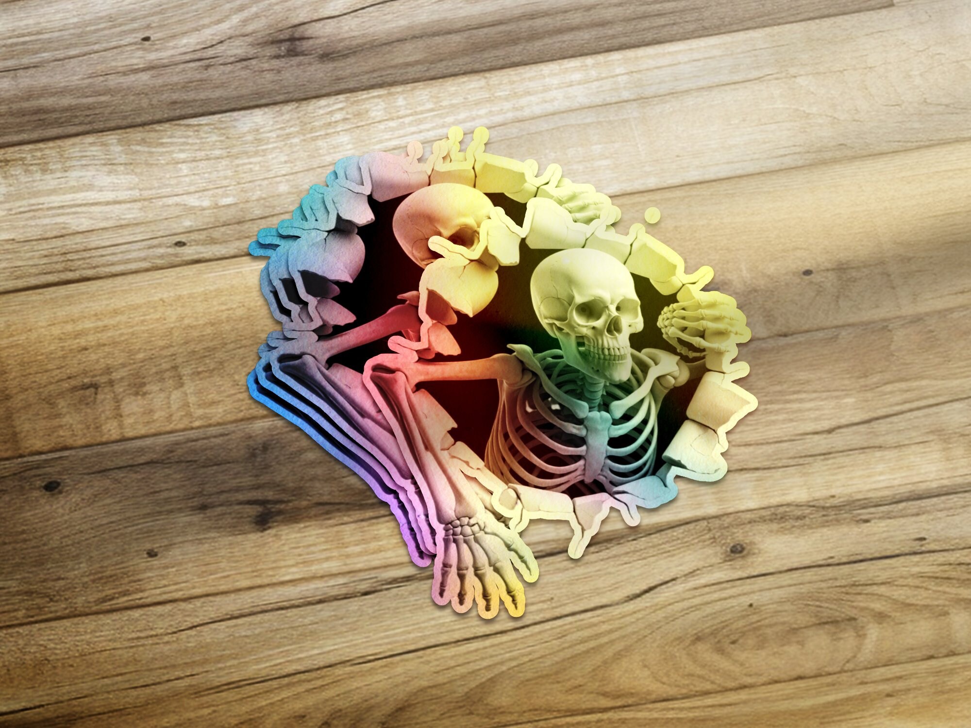 3D Skeleton Breaking Through Wall Decal, Creepy Halloween Sticker, Goth ...