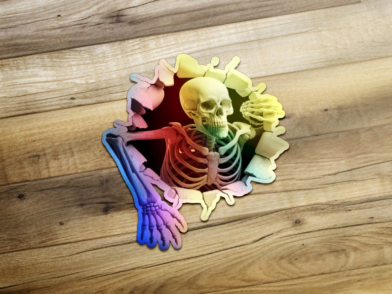 3D Skeleton Breaking Through Wall Decal, Creepy Halloween Sticker, Goth ...