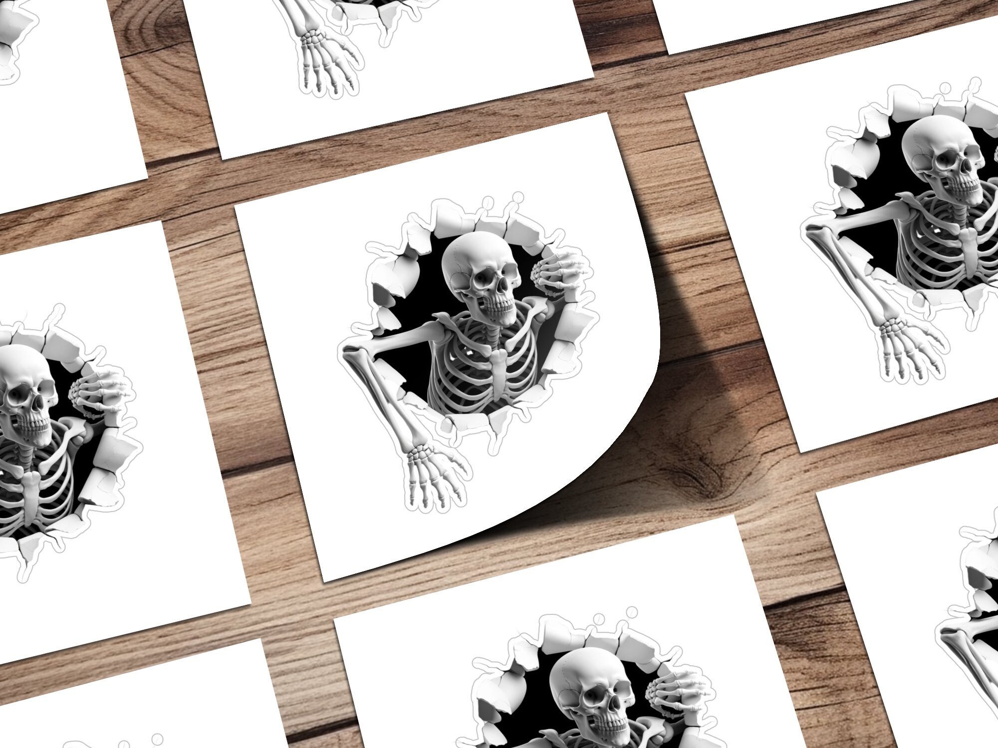 3D Skeleton Breaking Through Wall Decal, Creepy Halloween Sticker, Goth ...