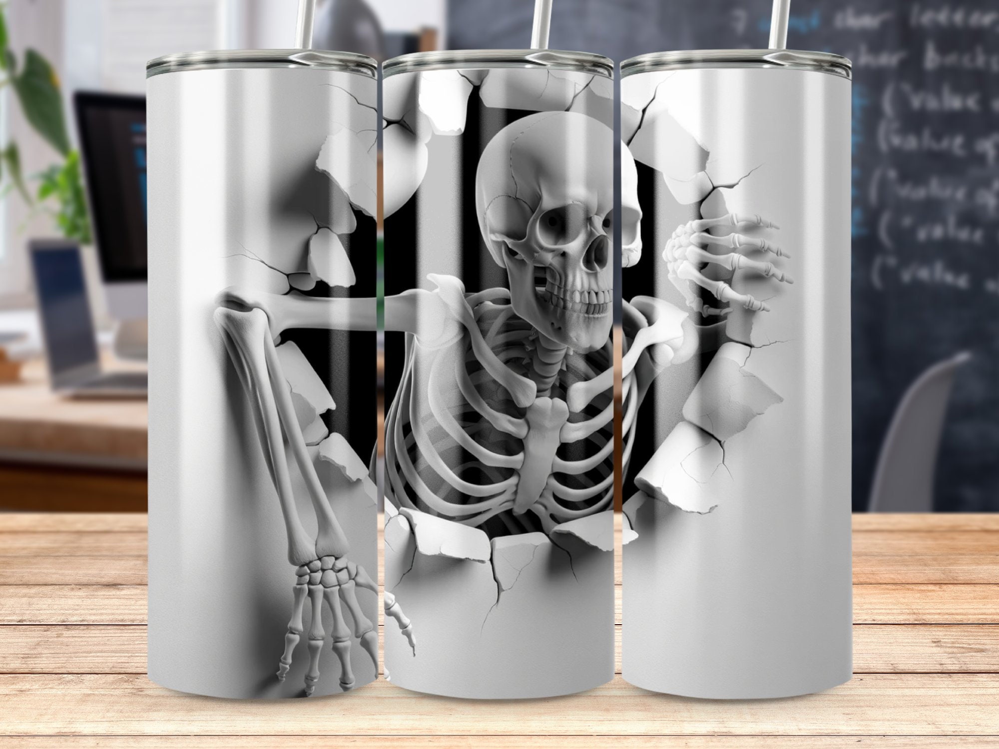 3D Skeletal Breakthrough Graphic Tumbler, Unique Skull and Bones Design ...