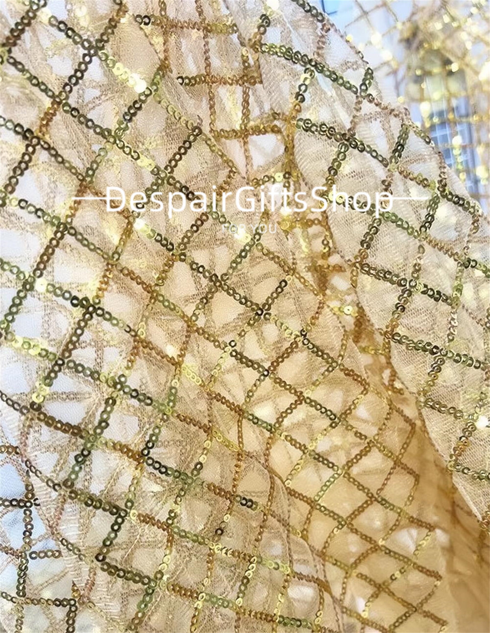 Luxury Gold Sequins Mesh Veil/amazing Gold Sequins Veil/cape/birthday ...
