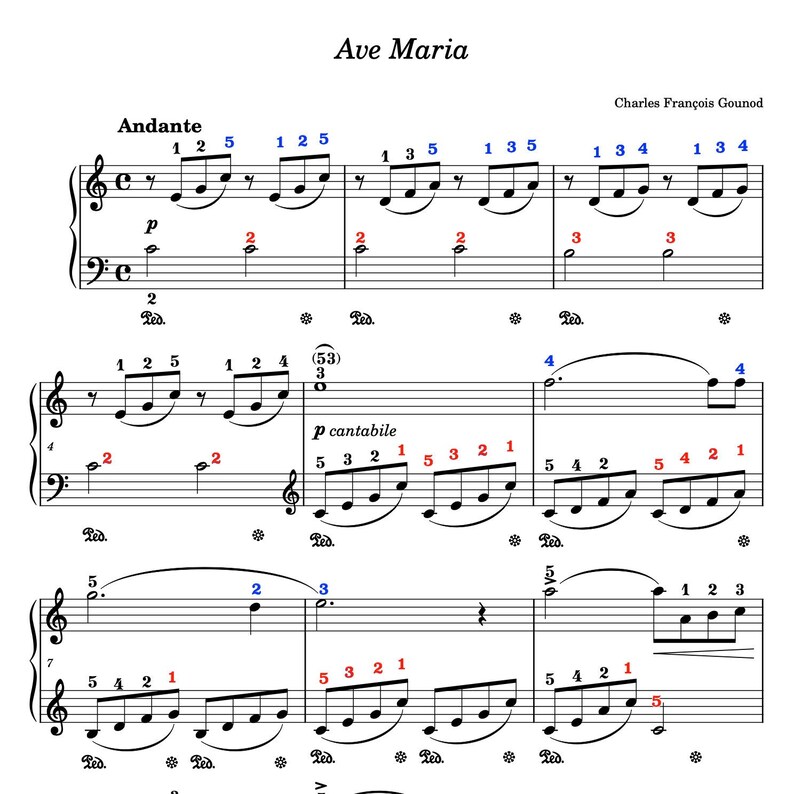 Ave Maria Sheet Music by Charles Gounod: Visual Learning Edition ...