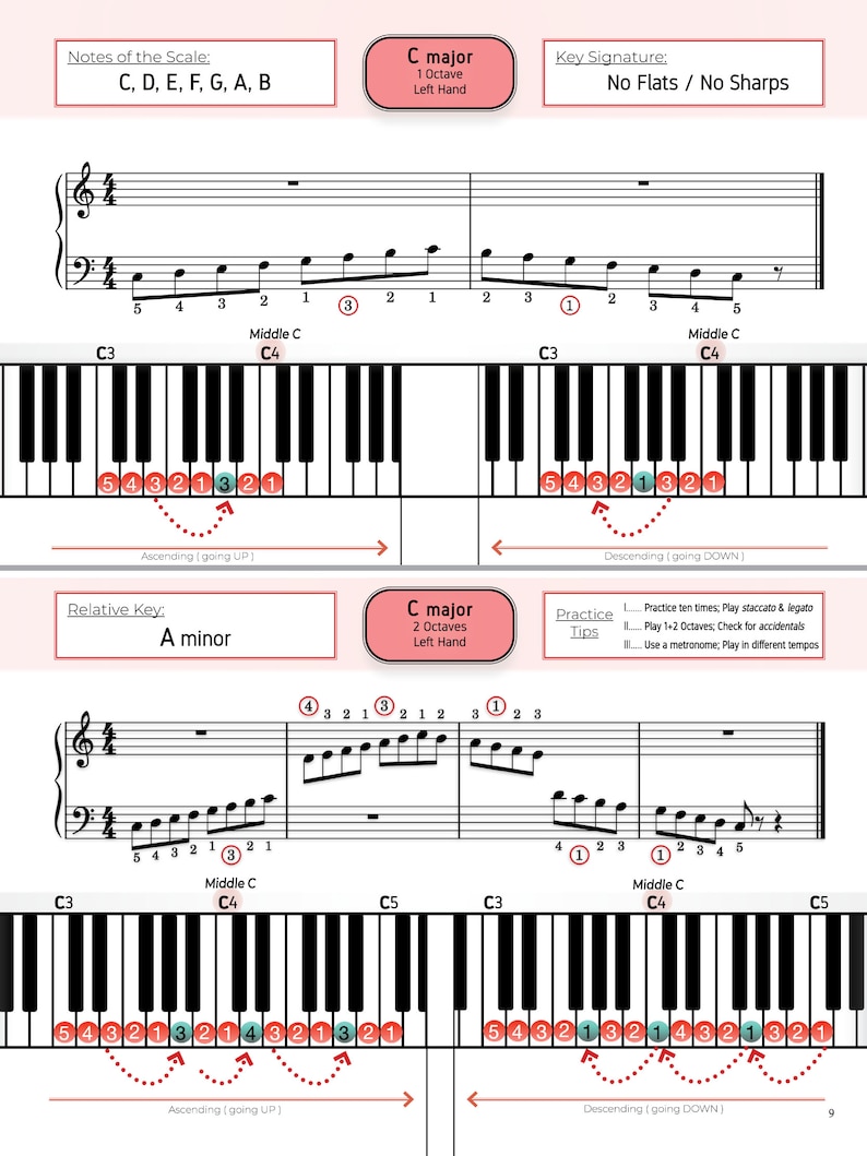 Major Minor Scales the Piano Teacher: Book 1, Step by Step Instructions ...