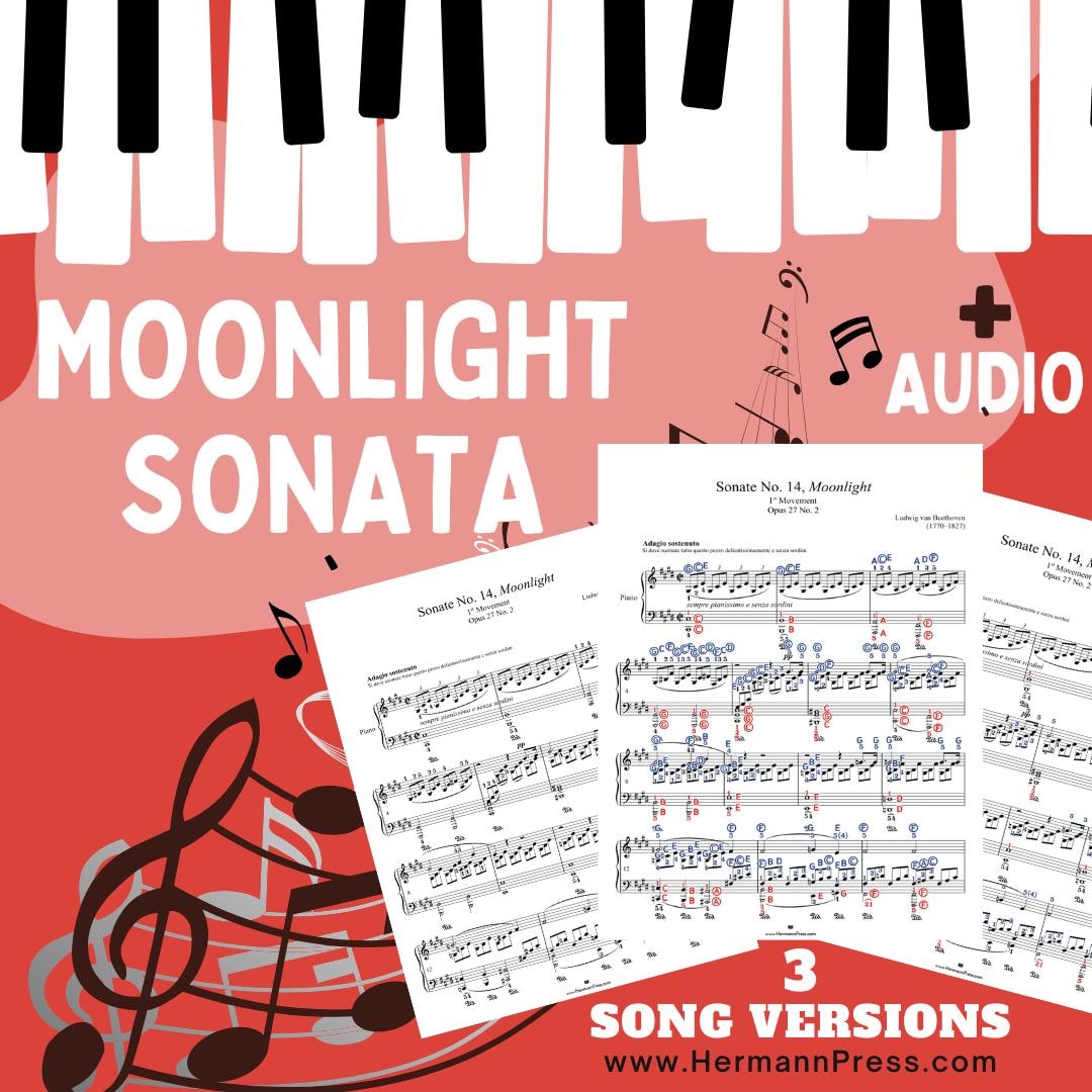 Moonlight Sonata Sheet Music: Visual Learning Edition With Color-coded ...