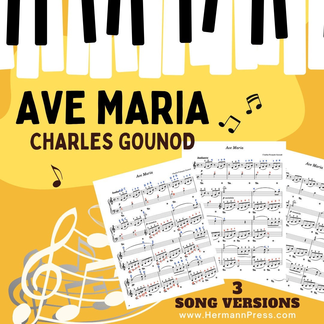 Ave Maria Charles Gounod 3 Version Sheet Music Visual Learning Edition ...