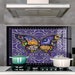 Purple Butterfly Kitchen Backsplash Decor, Tempered Glass Backsplash ...