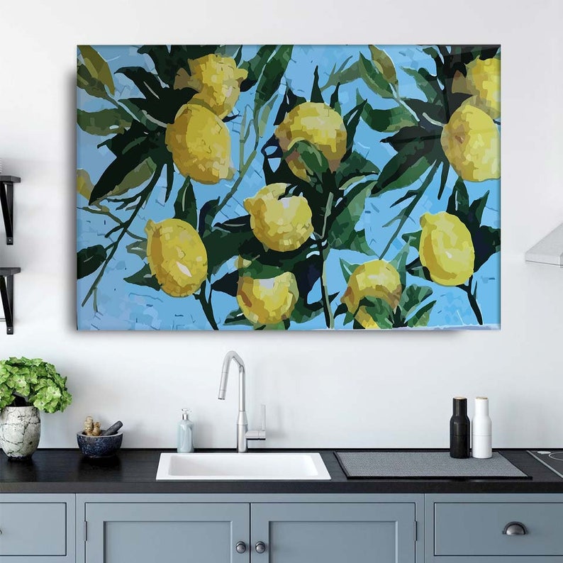Lemons Backsplash for Kitchen Splashback Stove Back Cover, Fruit ...