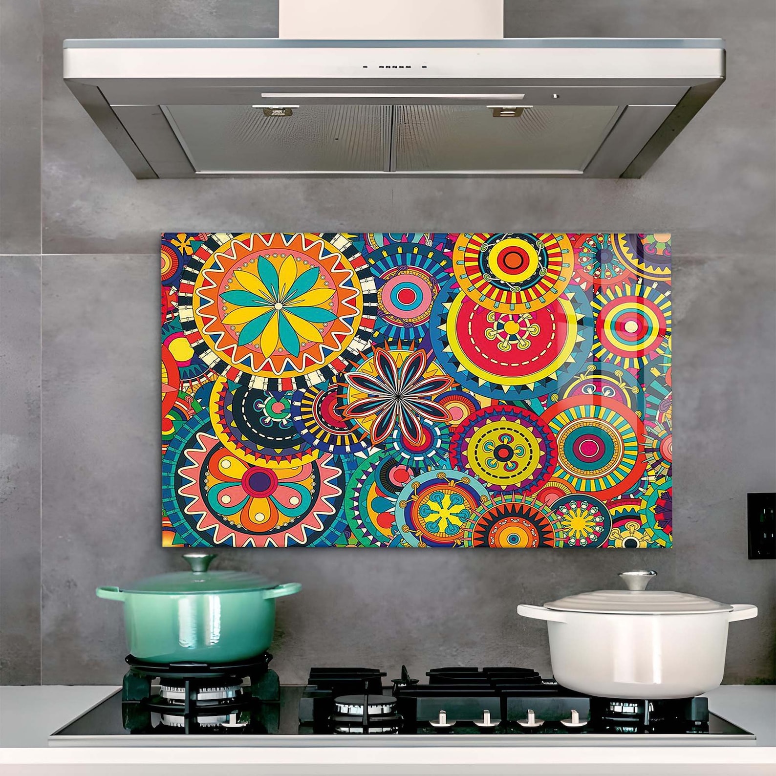 Rainbow Backsplash Decor, Tempered Glass Stove Backsplash Panel, Stove ...