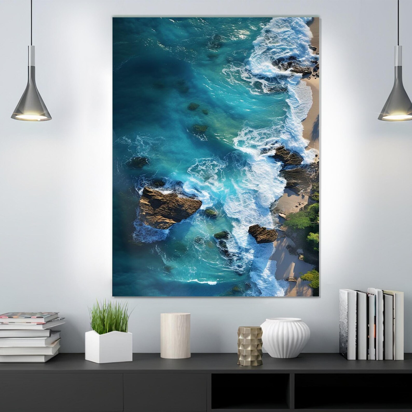 Nature Glass Decor, Ocean Glass Decor, Abstract Landscape Wall Art ...